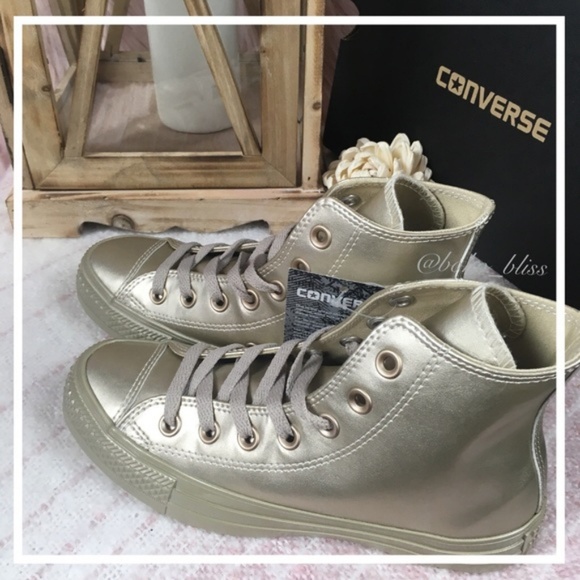 Converse | Shoes | Converse Metallic Gold Canvas Hightops New | Poshmark